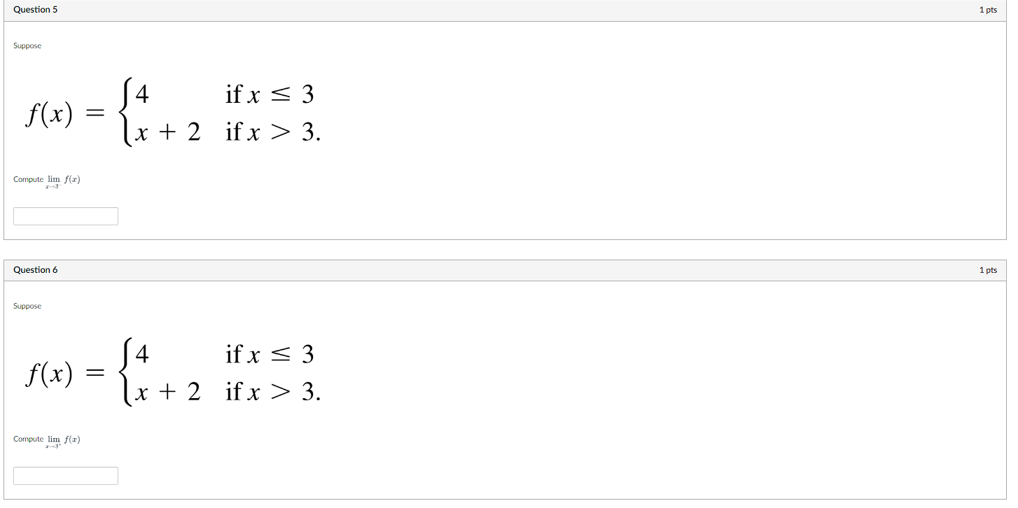 Solved f(x)={4x+2 if x≤3 if x>3 Question 6 f(x)={4x+2 if x≤3 | Chegg.com