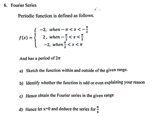 Solved Periodic function is defined as follows. f(x)=⎩⎨⎧−2, | Chegg.com