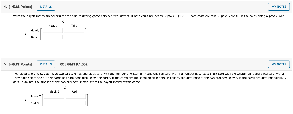 Solved 4. [-75.88 Points] DETAILS MY NOTES Write the payoff | Chegg.com