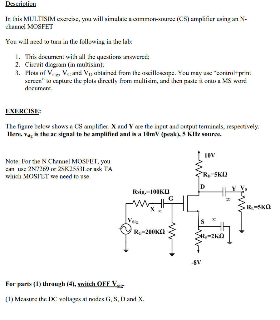 Solved Description In this MULTISIM exercise, you will | Chegg.com
