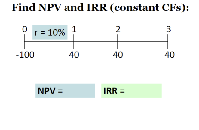 Solved Find NPV and IRR (constant CFs): | Chegg.com