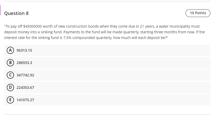 Solved Question 8 10 Points "To pay off $45000000 worth of | Chegg.com