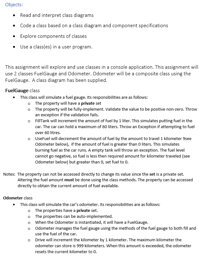 Solved Objects: - Read and interpret class diagrams - Code a | Chegg.com