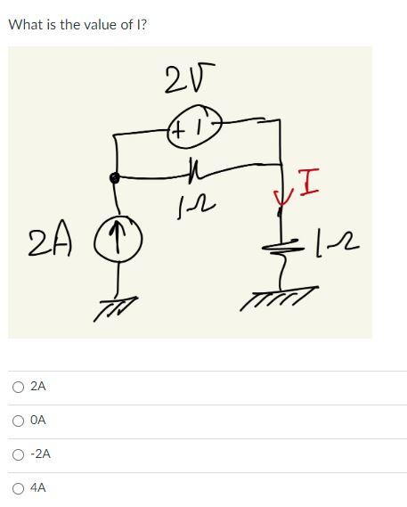 Solved What is the value of I? \begin{tabular}{c} 2 A \\ | Chegg.com