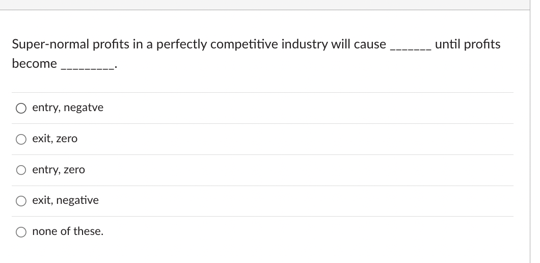 Solved Super-normal profits in a perfectly competitive | Chegg.com