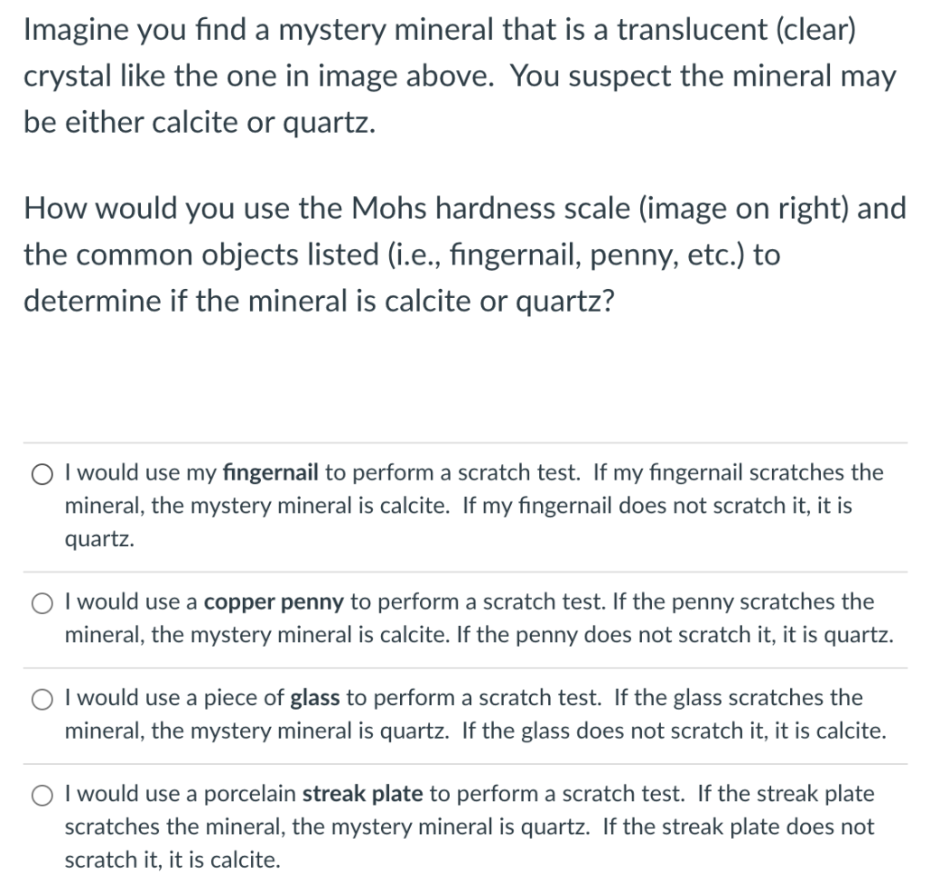 Solved A. Mohs scale (Relative hardness) Diamond 10 Corundum | Chegg.com