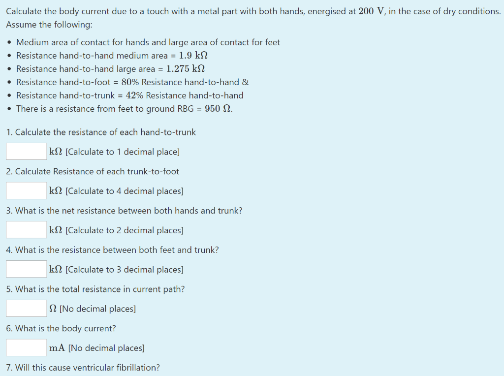 Solved Calculate the body current due to a touch with a | Chegg.com
