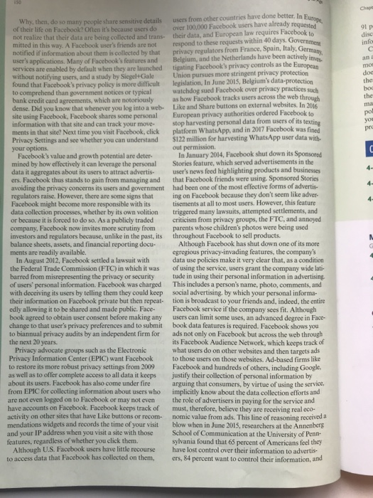 Solved BUSINESS PROBLEM-SOLVING CASE Facebook Privacy: Your | Chegg.com