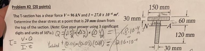 Solved 150 mm Problem #2 (20 points) m 30 mm The T-section | Chegg.com