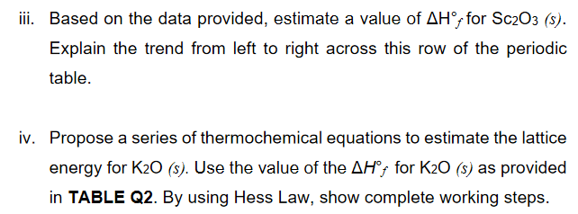Solved TABLE Q2 provides the enthalpies of formation (in kJ | Chegg.com
