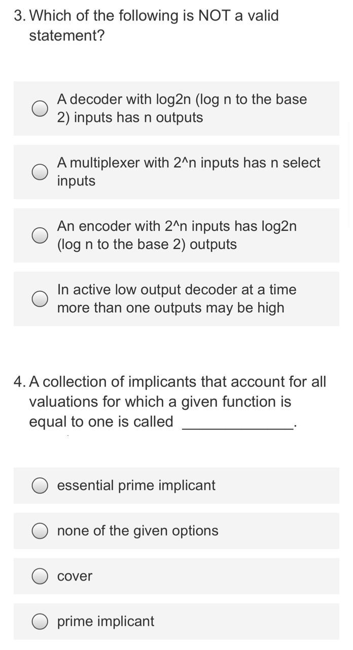 Solved 3. Which of the following is NOT a valid statement? A | Chegg.com