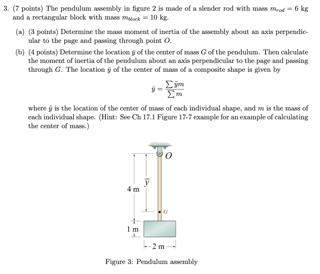 Solved (7 points) The pendulum assembly in figure 2 is made | Chegg.com