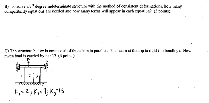 Solved B) To solve a 3Th degree indeterminate structure | Chegg.com