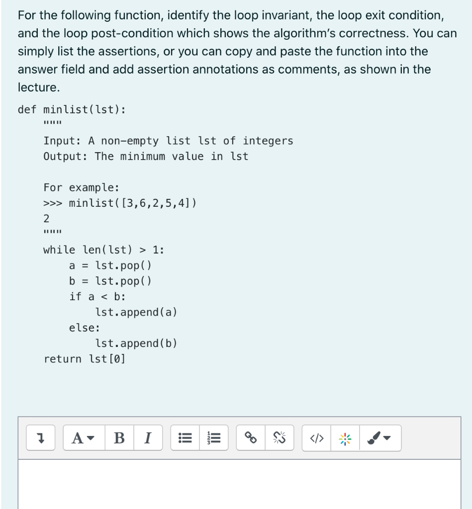 Solved For the following function, identify the loop | Chegg.com