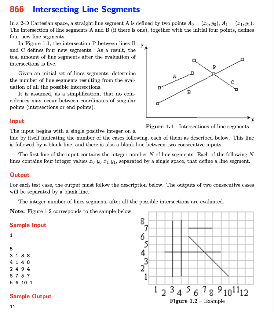 Solved 866 Intersecting Line Segments In a 2-D Cartesian | Chegg.com