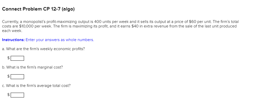 Solved Connect Problem CP 12-7 (algo) Currently, a | Chegg.com