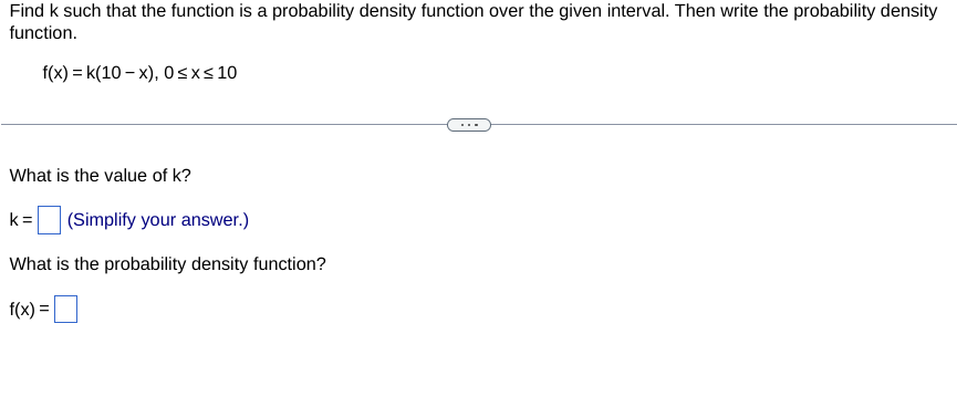 Solved Find k such that the function is a probability | Chegg.com