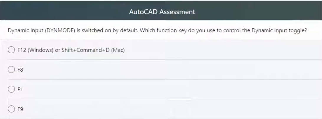 Solved Autocad Assessment Dynamic Input Dynmode Is