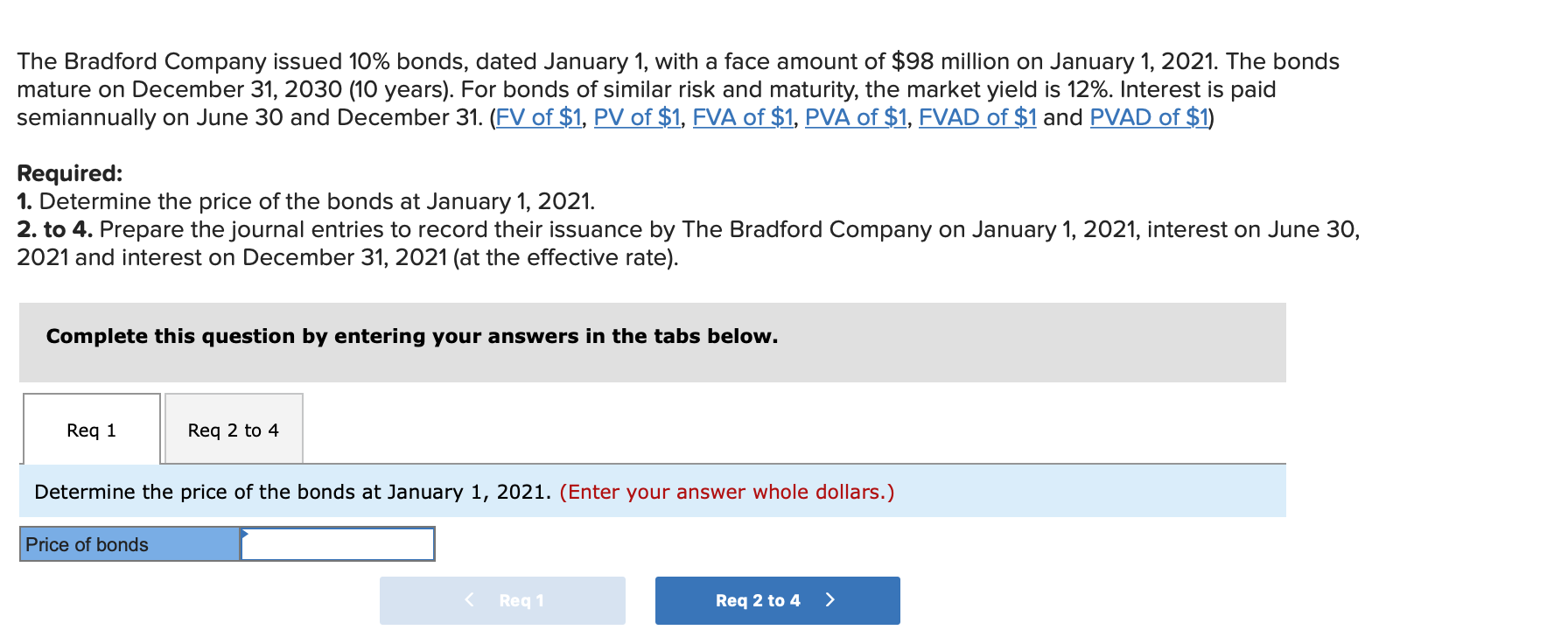 Solved The Bradford Company issued 10% bonds, dated January | Chegg.com