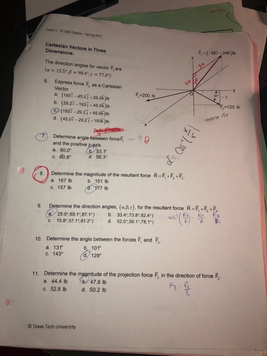 Solved Exam 1- CE 2301 Statics-Sering 2017 Cartesian Vectors | Chegg.com