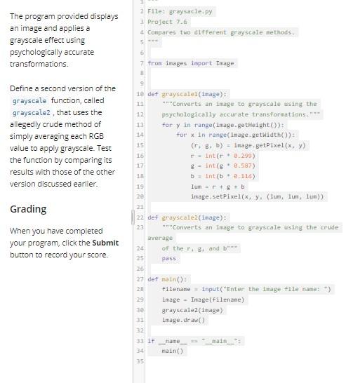 Solved The program provided displays an image and applies a | Chegg.com