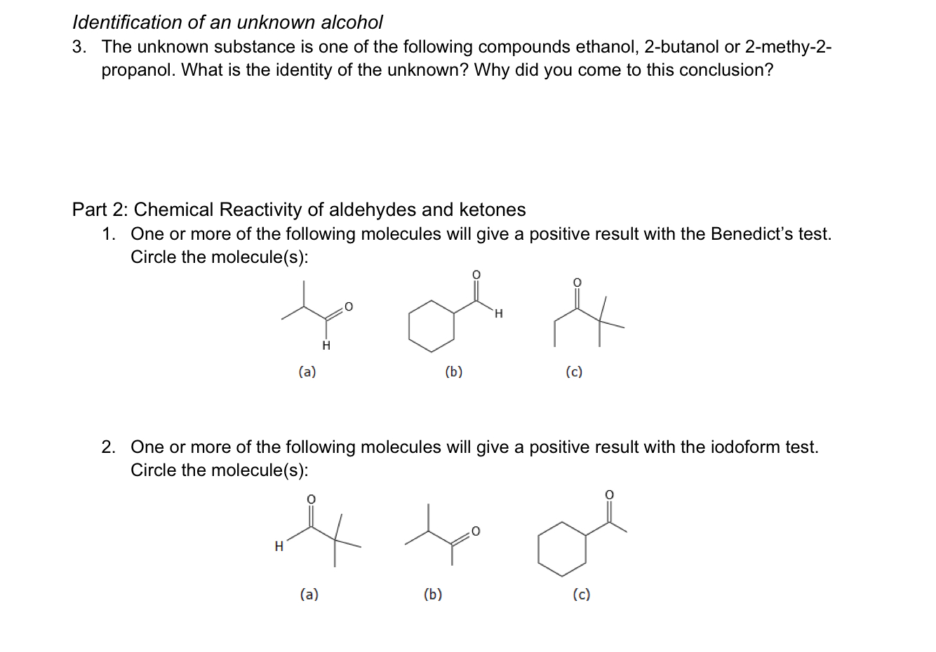 Solved Identification of an unknown alcohol 3. The unknown | Chegg.com