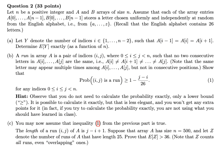 Question 2 (33 points) Let n be a positive integer | Chegg.com