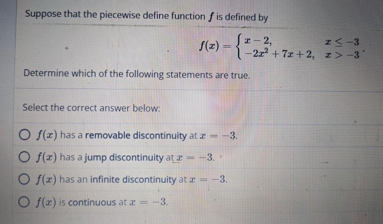 Solved Suppose that the piecewise define function f is | Chegg.com