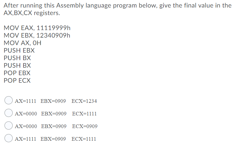 Solved After running this Assembly language program below, | Chegg.com