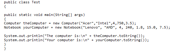 Solved public class Computer { private String manufacturer; | Chegg.com