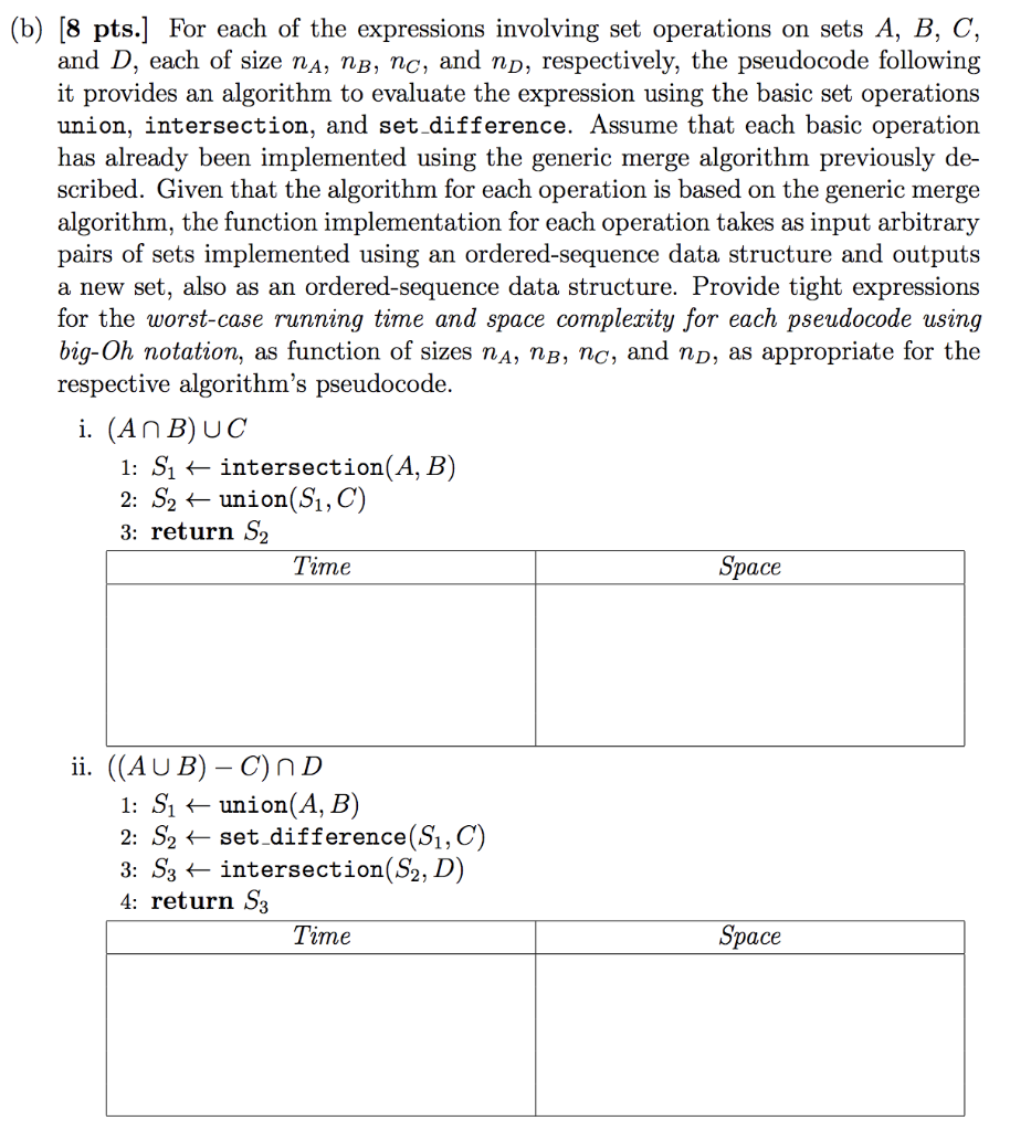 1. [14 pts.] Suppose that we implement the set ADT | Chegg.com
