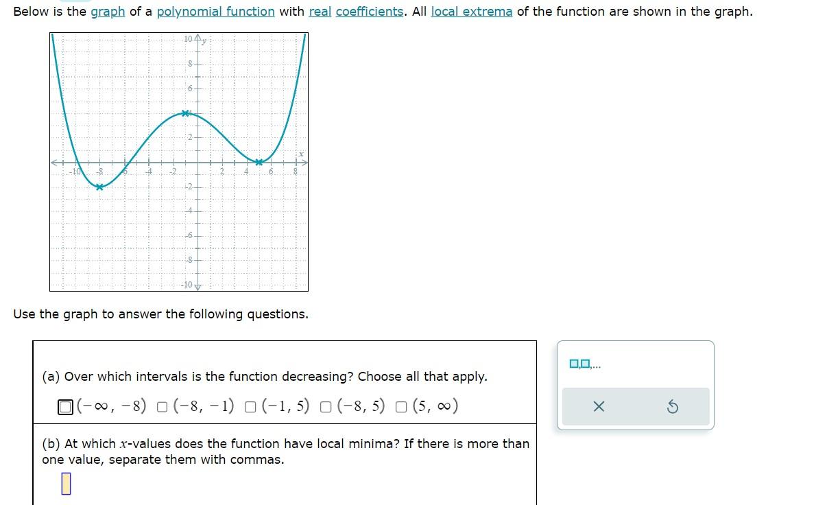 Solved Use the graph to answer the following questions. (a) | Chegg.com