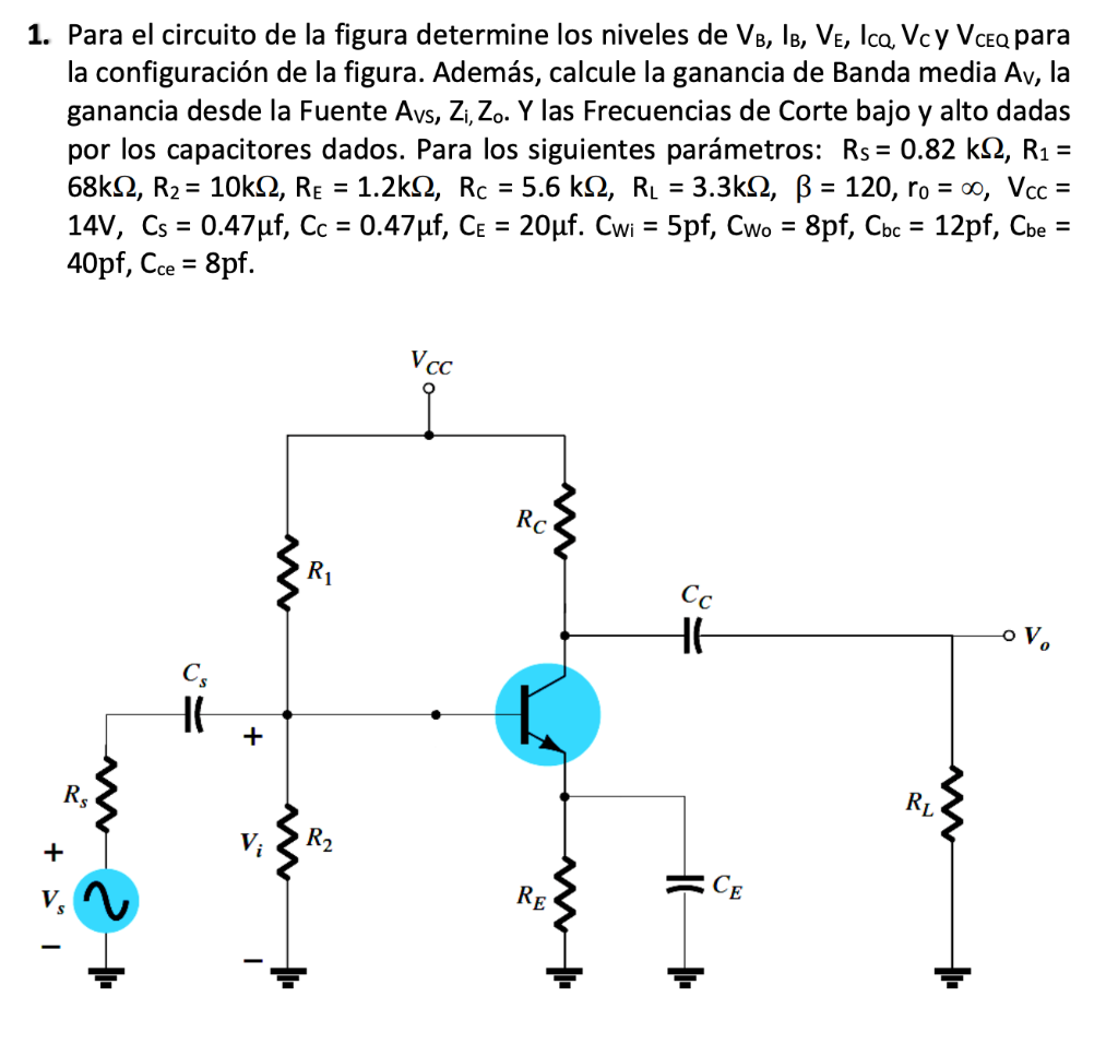 Solved 1. Para el circuito de la figura determine los | Chegg.com