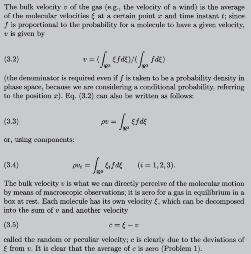 Solved The bulk velocity v of the gas (e.g., the velocity of | Chegg.com