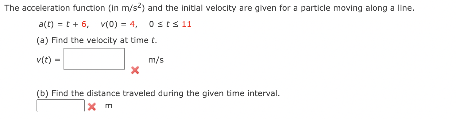 Solved The acceleration function (in m/s2 ) and the initial | Chegg.com