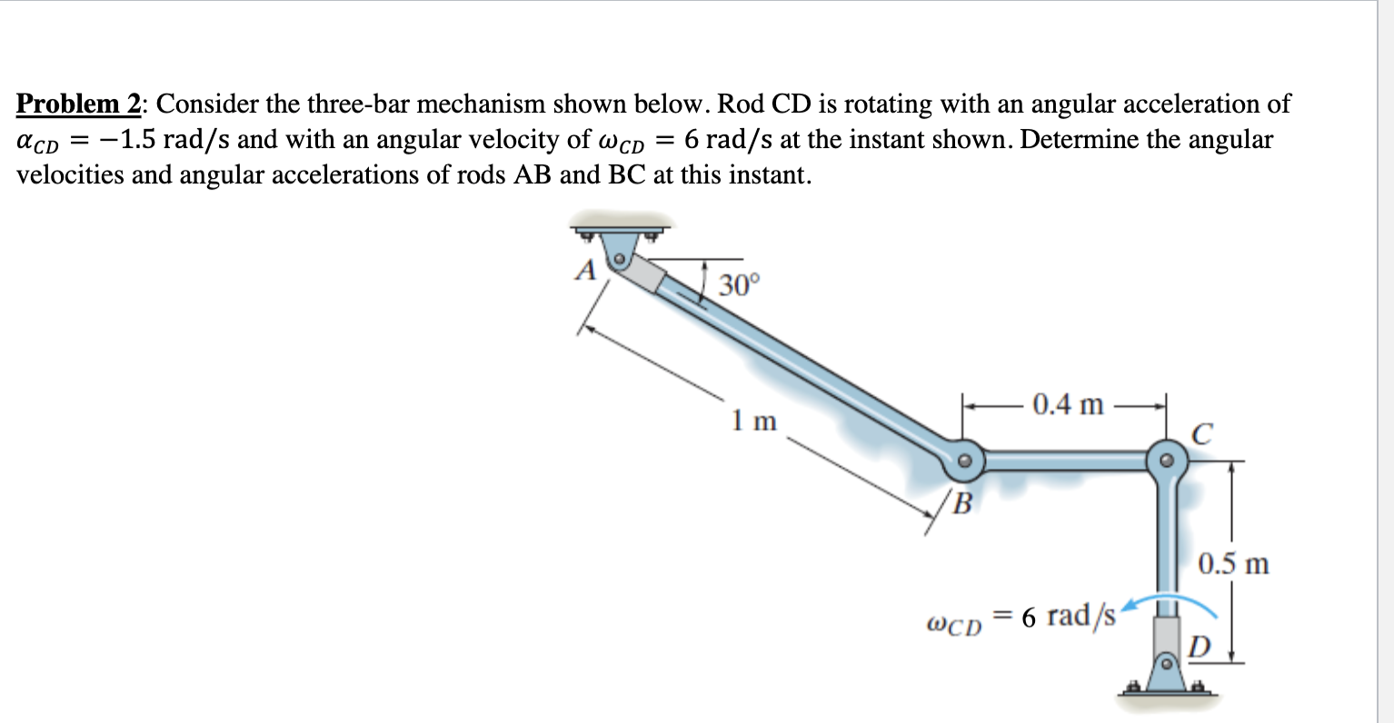 Solved Problem 2: Consider the three-bar mechanism shown | Chegg.com