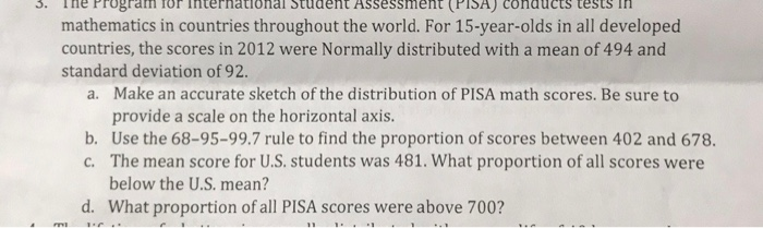 Solved 3. Ine Program for international Student Assessment | Chegg.com