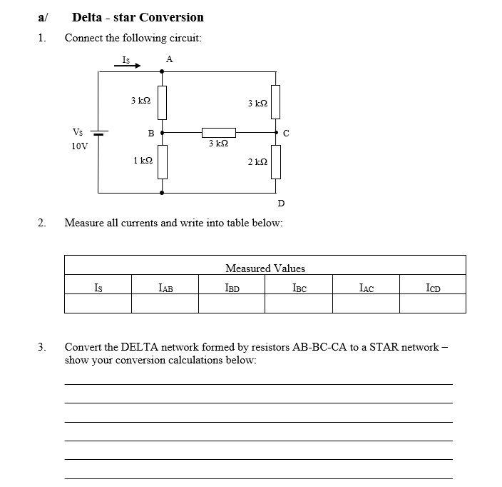 Solved a/ Delta - star Conversion 1. Connect the following | Chegg.com