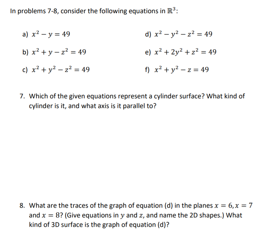 Solved In problems 7-8, consider the following equations in | Chegg.com