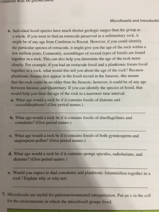Solved microfossils accumulate to form? 2. What type of rock | Chegg.com