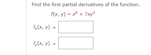 Solved Find the first partial derivatives of the function. | Chegg.com