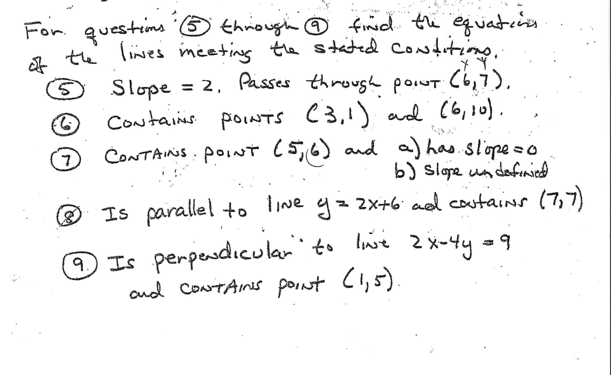 Solved For questions\" (5) through (9) find the equations of | Chegg.com