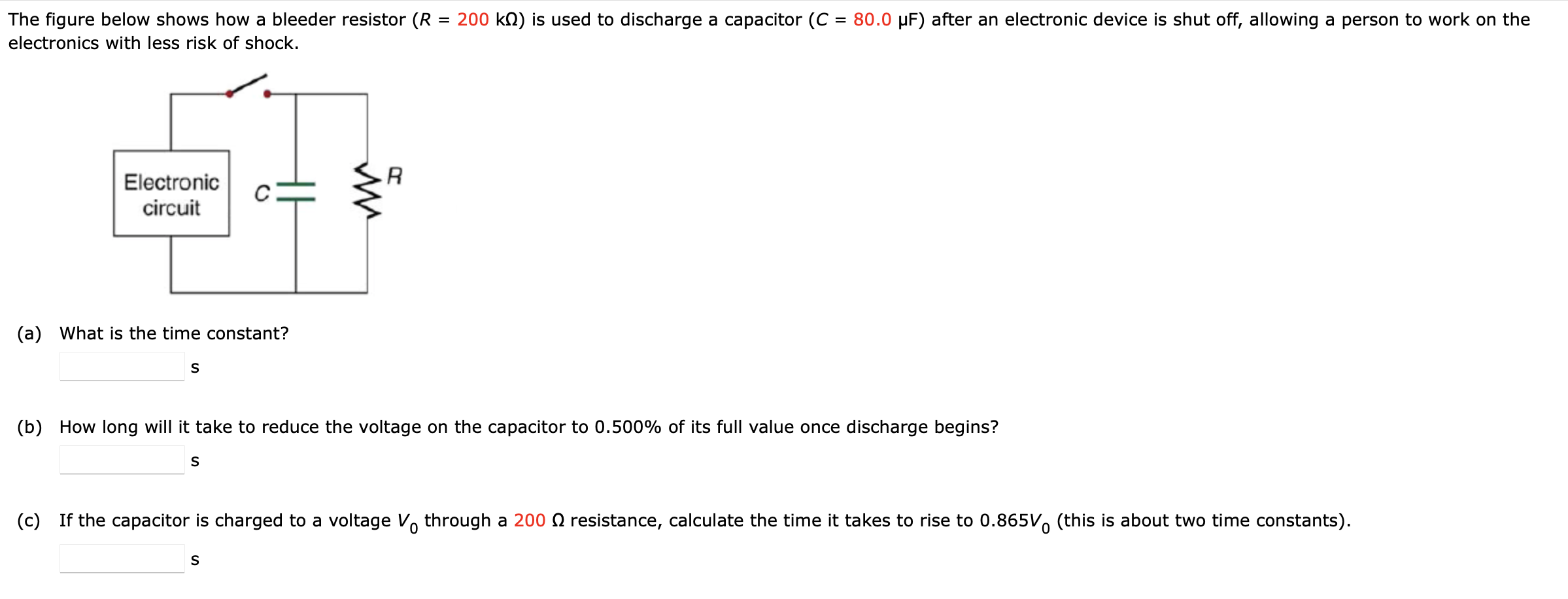 Solved The figure below shows how a bleeder resistor (R = | Chegg.com