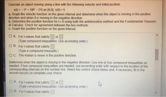 Solved Consider an object moving along a line with the | Chegg.com
