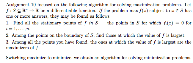 Solved Assignment 10 focused on the following algorithm for | Chegg.com