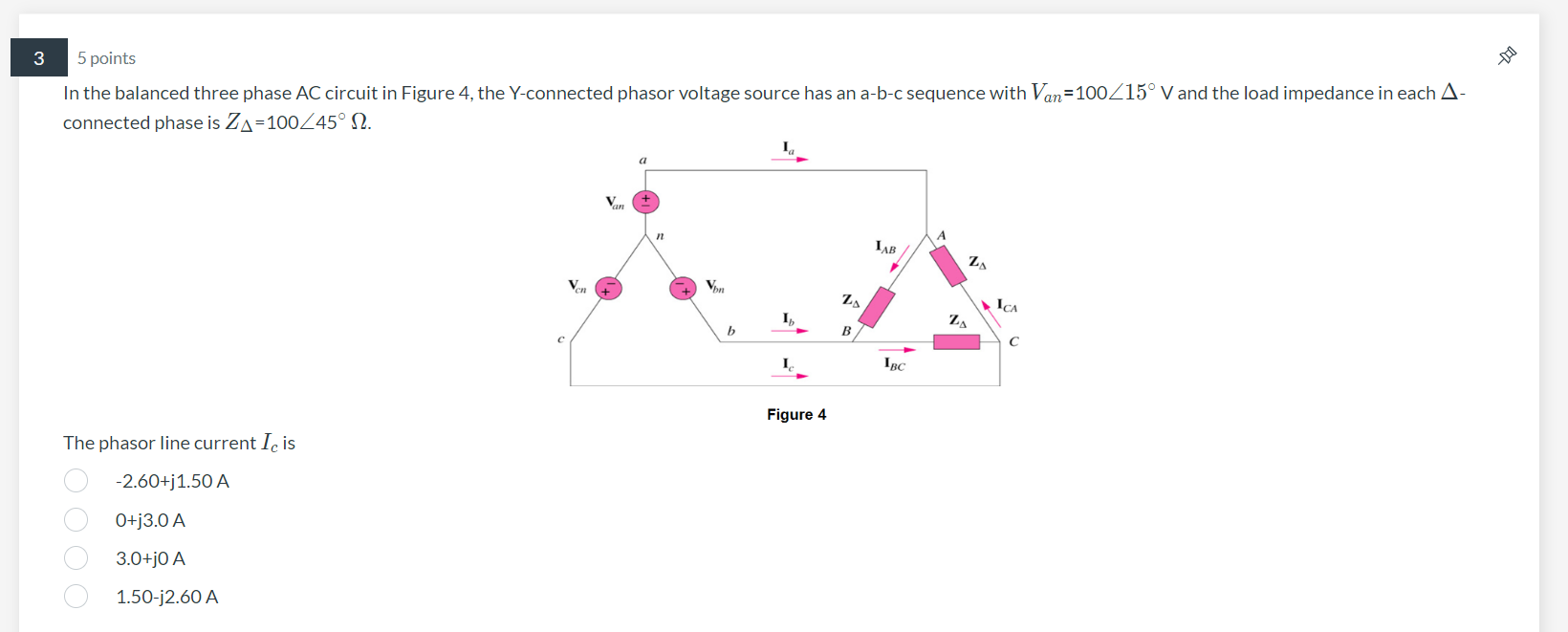 Solved In the balanced three phase AC circuit in Figure 4, | Chegg.com