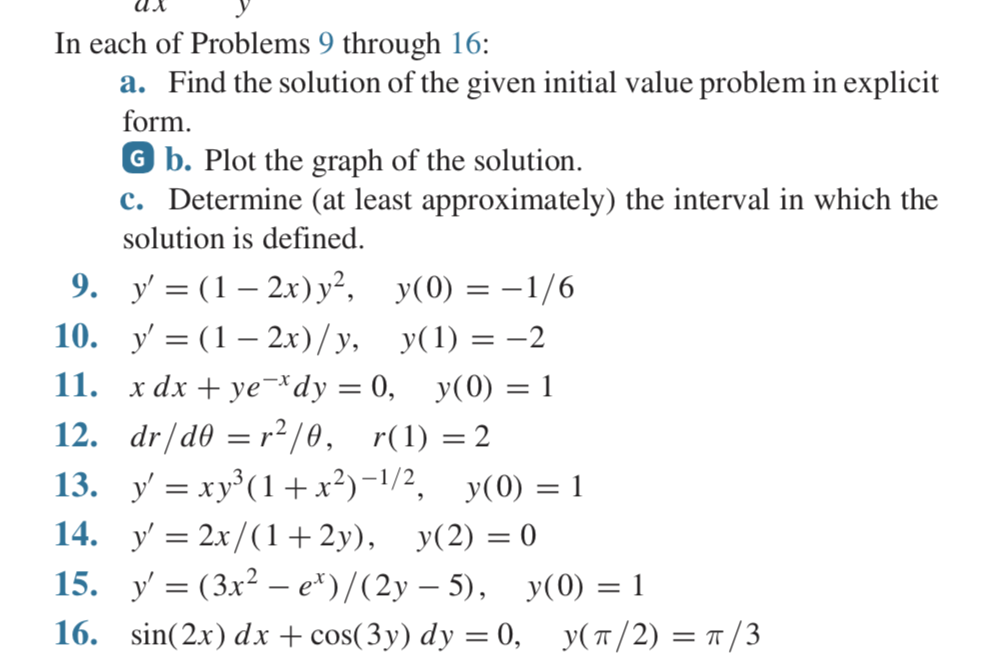 Solved In each of Problems 9 through 16: a. Find the | Chegg.com