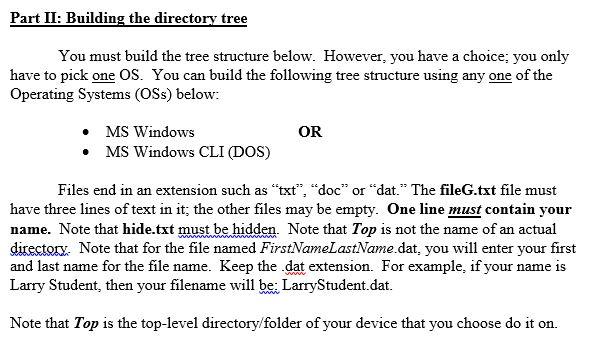 Solved Part II: Building the directory tree You must build | Chegg.com