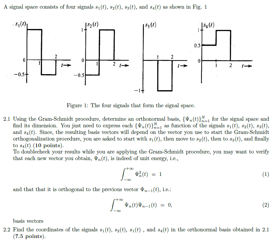 Solved A signal space consists of four signals | Chegg.com