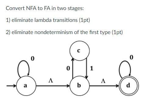 Solved Convert NFA to FA in two stages: 1) eliminate lambda | Chegg.com